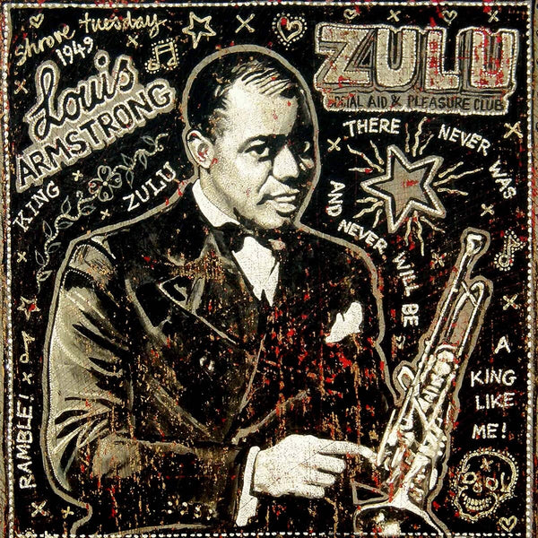 Louis Armstrong, art by Jon Langford - Yard Dog Gallery